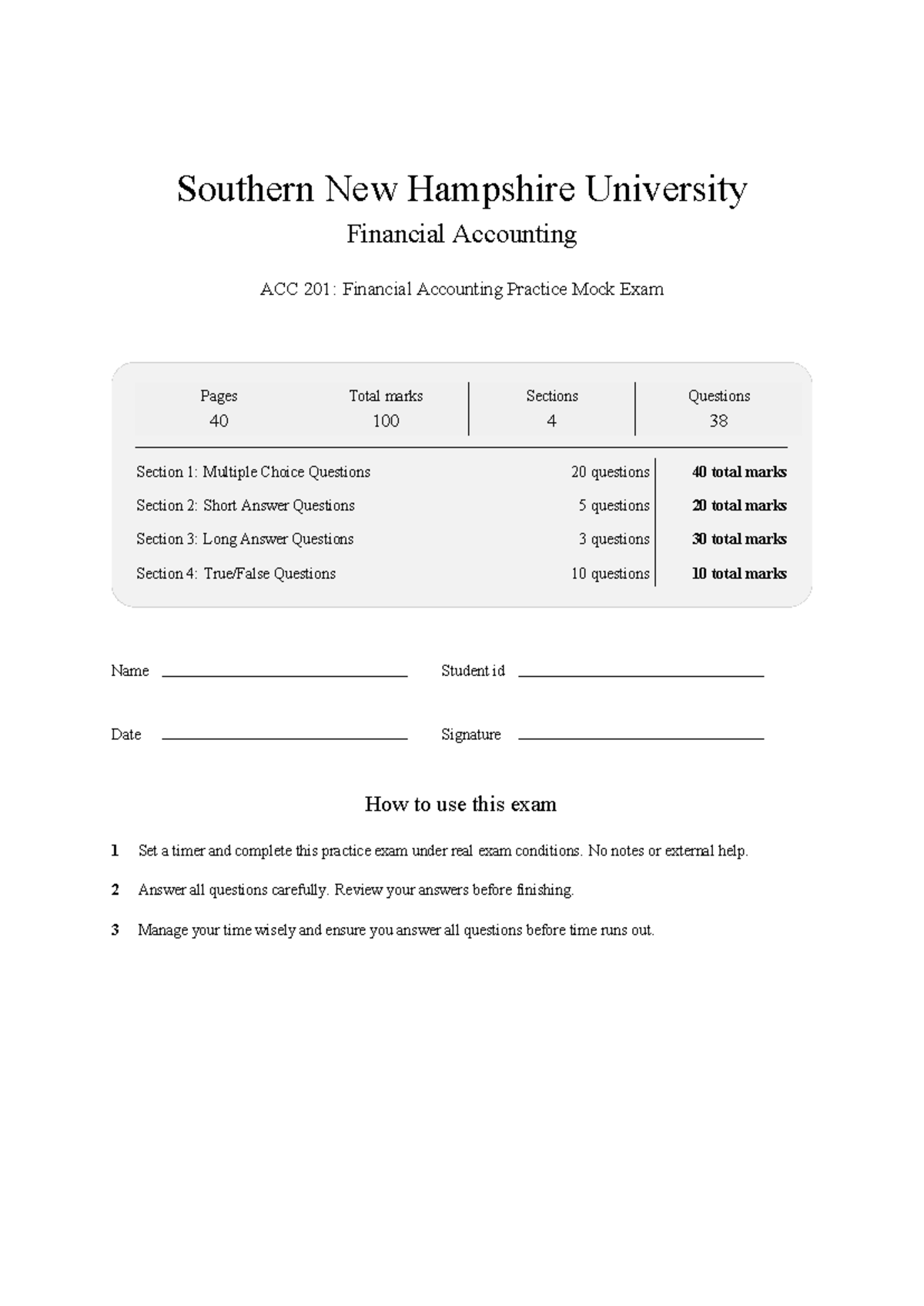 Financial Accounting mock exam - popular 2026 feb - Southern New ...