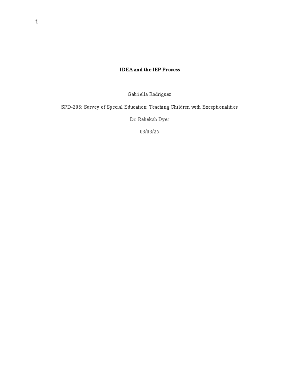 "SPD-208: Understanding IDEA and the IEP Process for Special Education ...