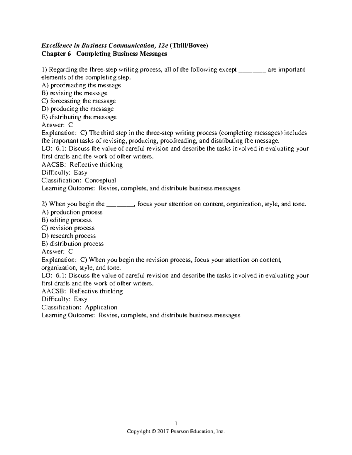 Thill ebc12 ch06 - practice - 1 Excellence in Business Communication, 12e (Thill/Bovee) Chapter ...
