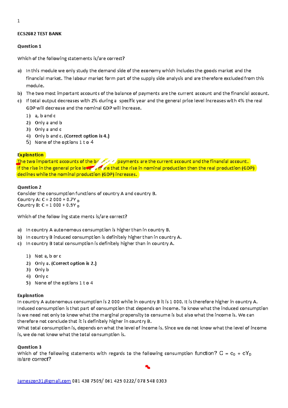 TEST 12 2019, questions and answers - ECS2602 TEST BANK Question 1 ...