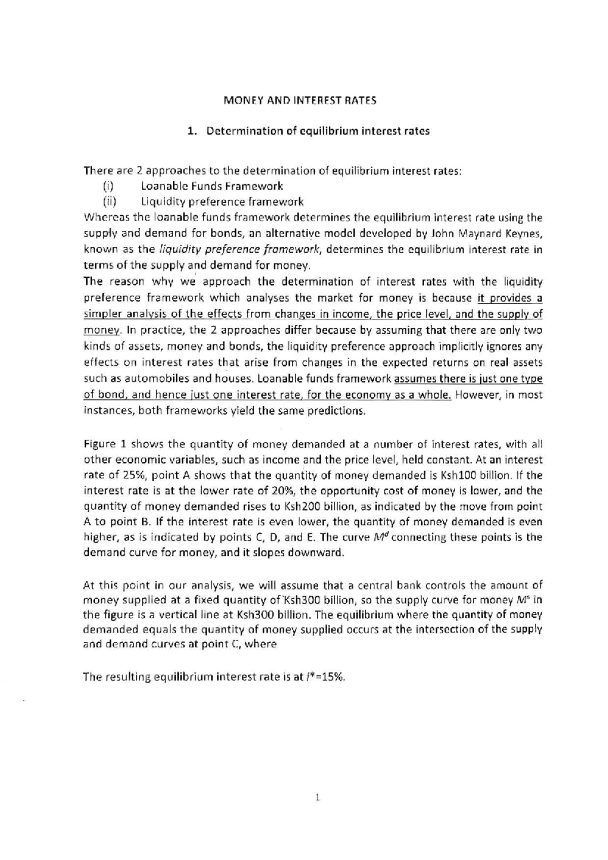 MONEY AND INTEREST RATES: Equilibrium Determination Approaches - Studocu
