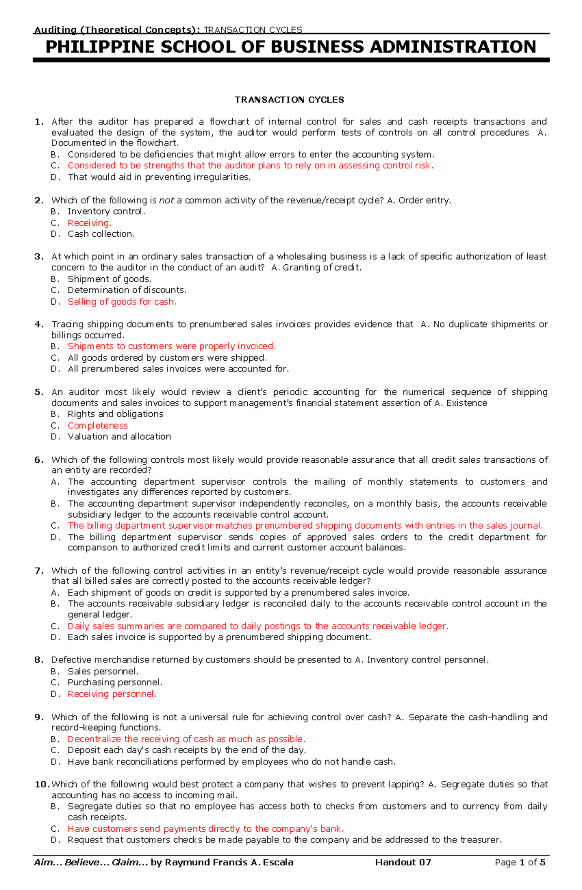 07 Transaction Cycle: Comprehensive Guide on Internal Controls and ...