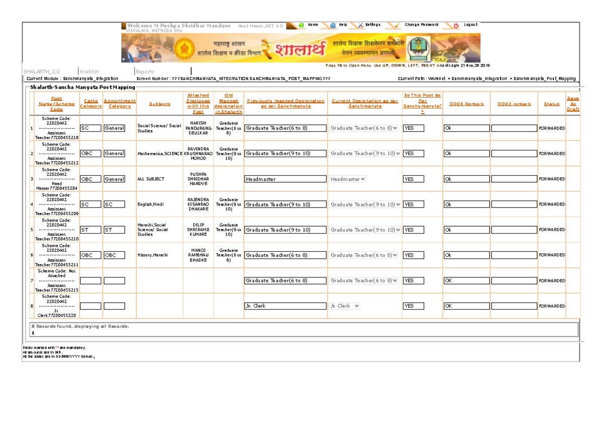 IFMS Anjanabai Post Mapping Report - Scheme Code: 22020442 - Studocu