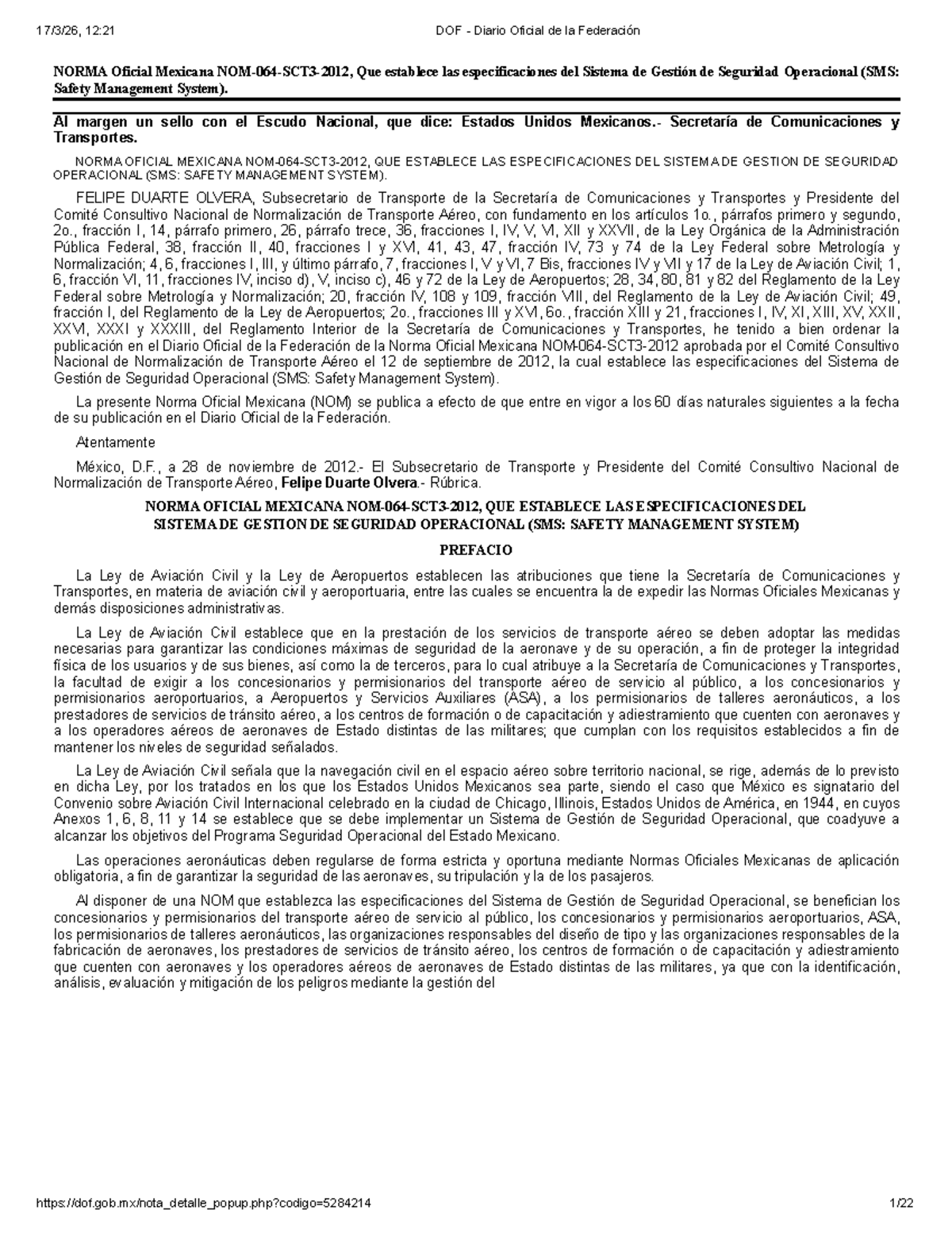 NOM-064-SCT3-2012: Especificaciones del Sistema de Gestión de Seguridad ...