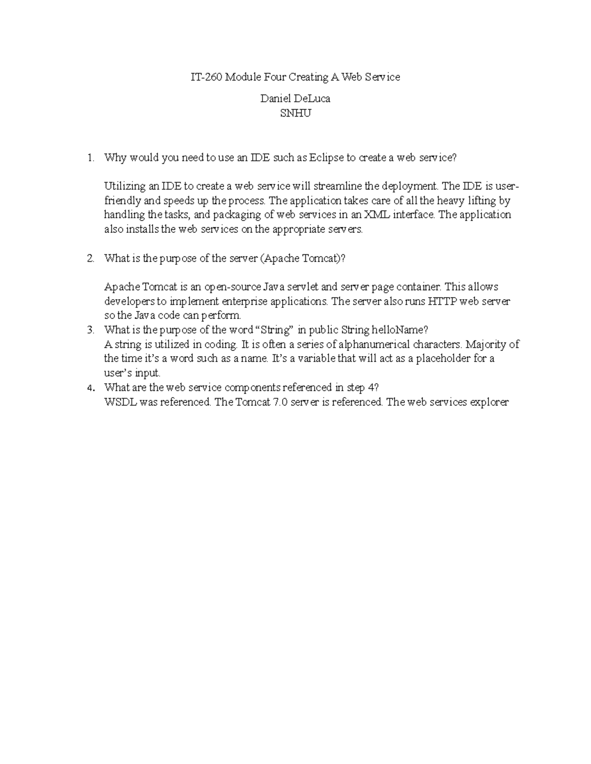 IT260 Module 4: Creating a Web Service Overview and Key Insights - Studocu