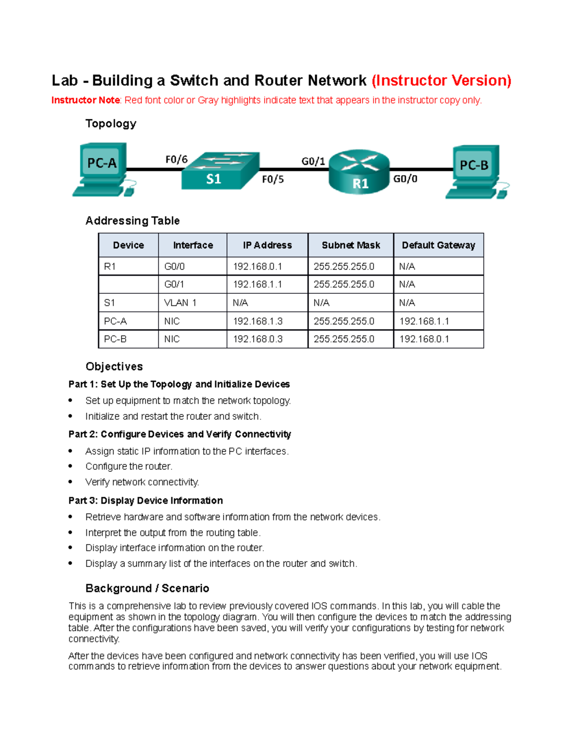 6.4.3.5 Lab - Building a Switch and Router Network - ILM - Lab - Building a Switch and Router ...