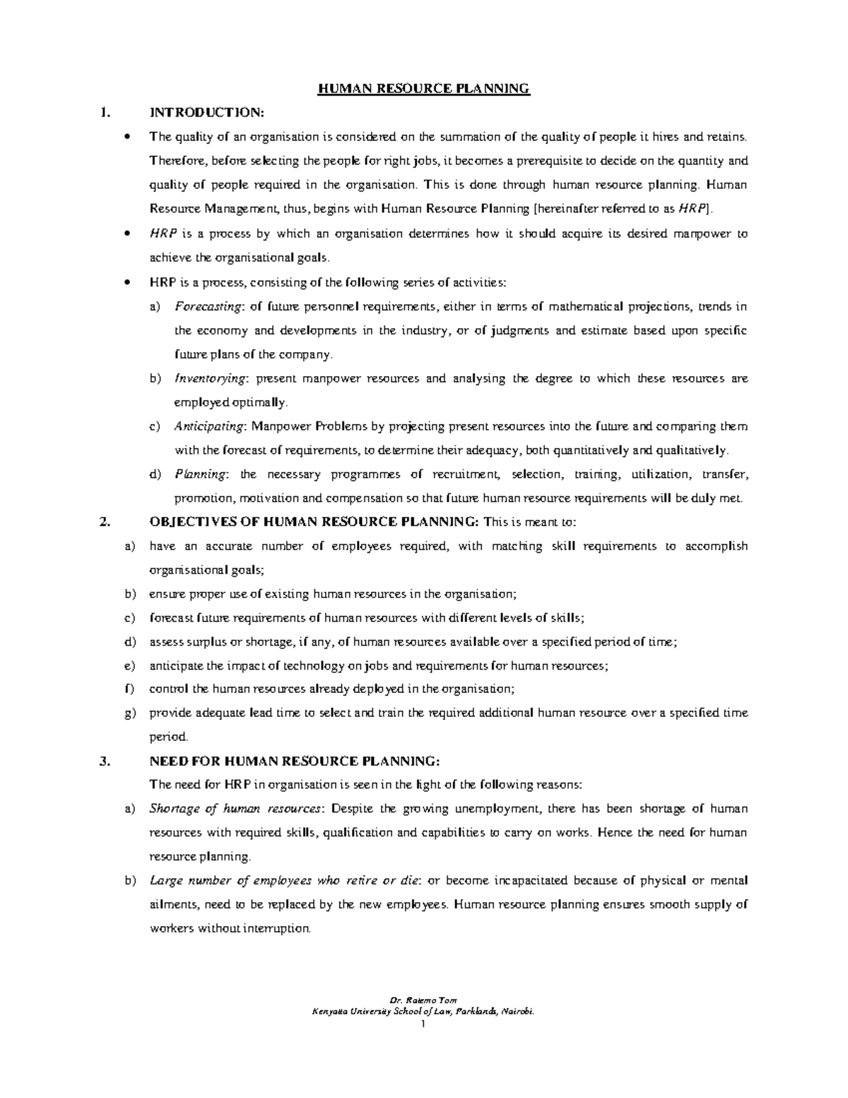 HUMAN RESOURCE PLANNING: RECRUITMENT & SELECTION STRATEGIES (HRM 101 ...
