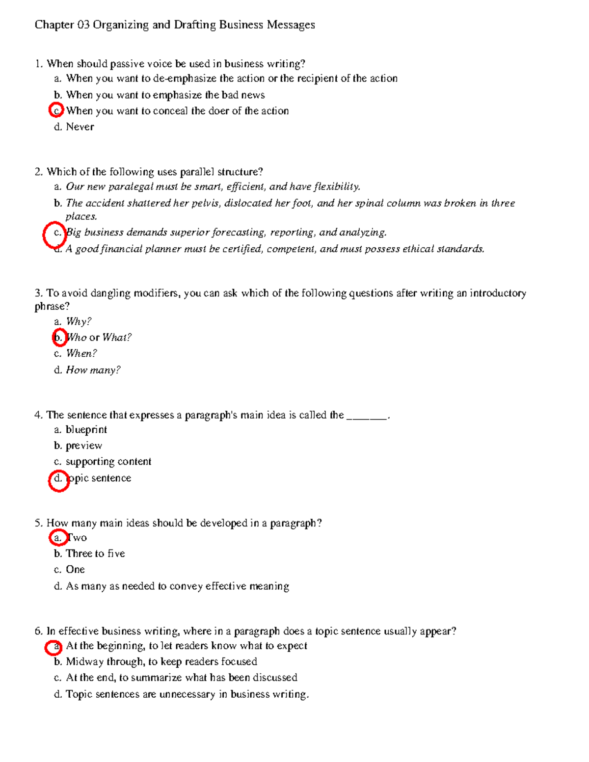 Chapter 03: Organizing & Drafting Business Messages - Practice 2 - Studocu