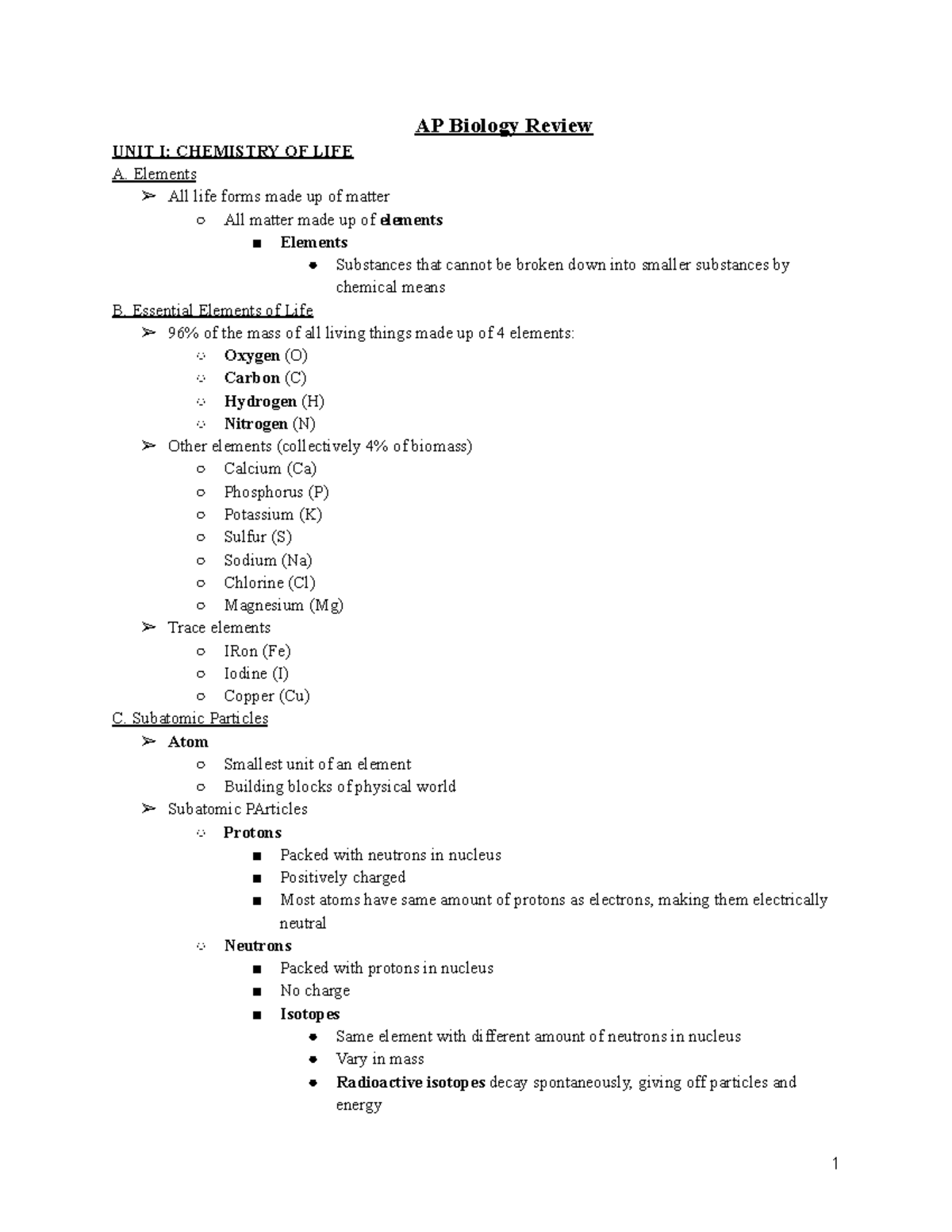 AP Bio Review- all notes in one document for mobile viewing and ...