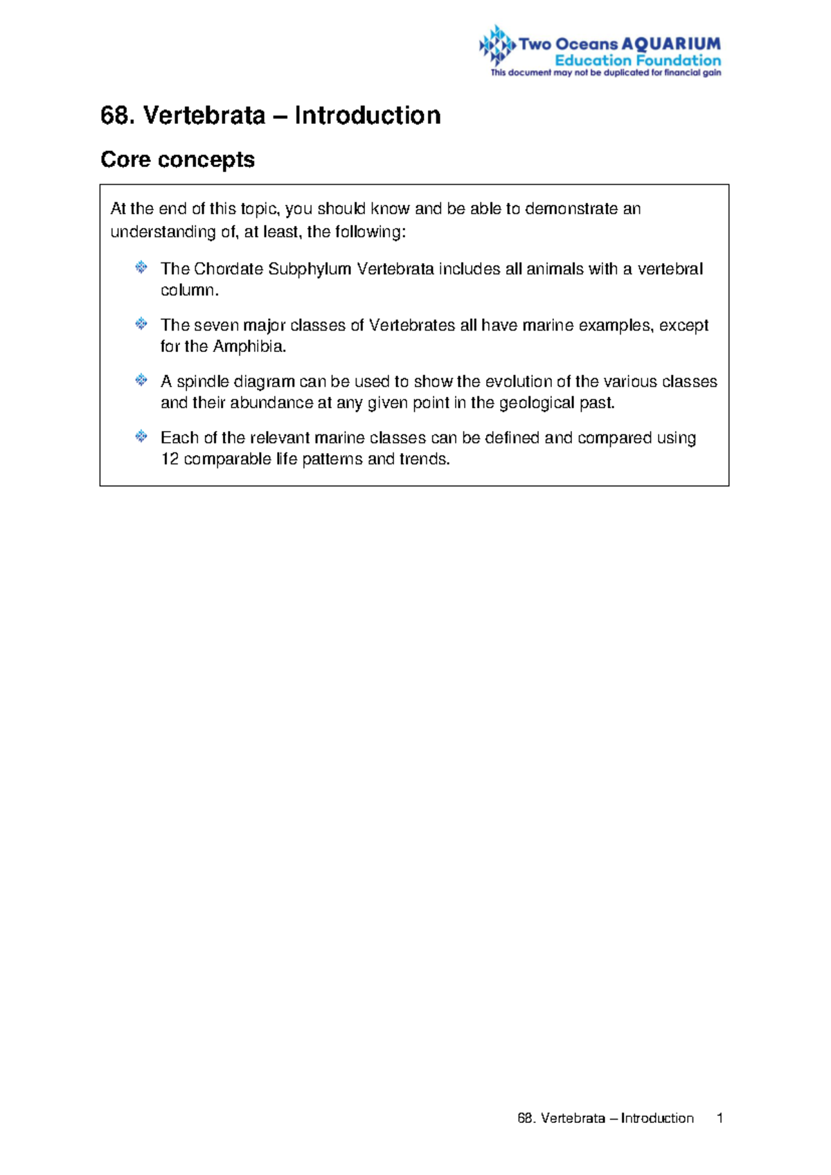 68. Vertebrata: Introduction to Core Concepts in Marine Biology - Studocu