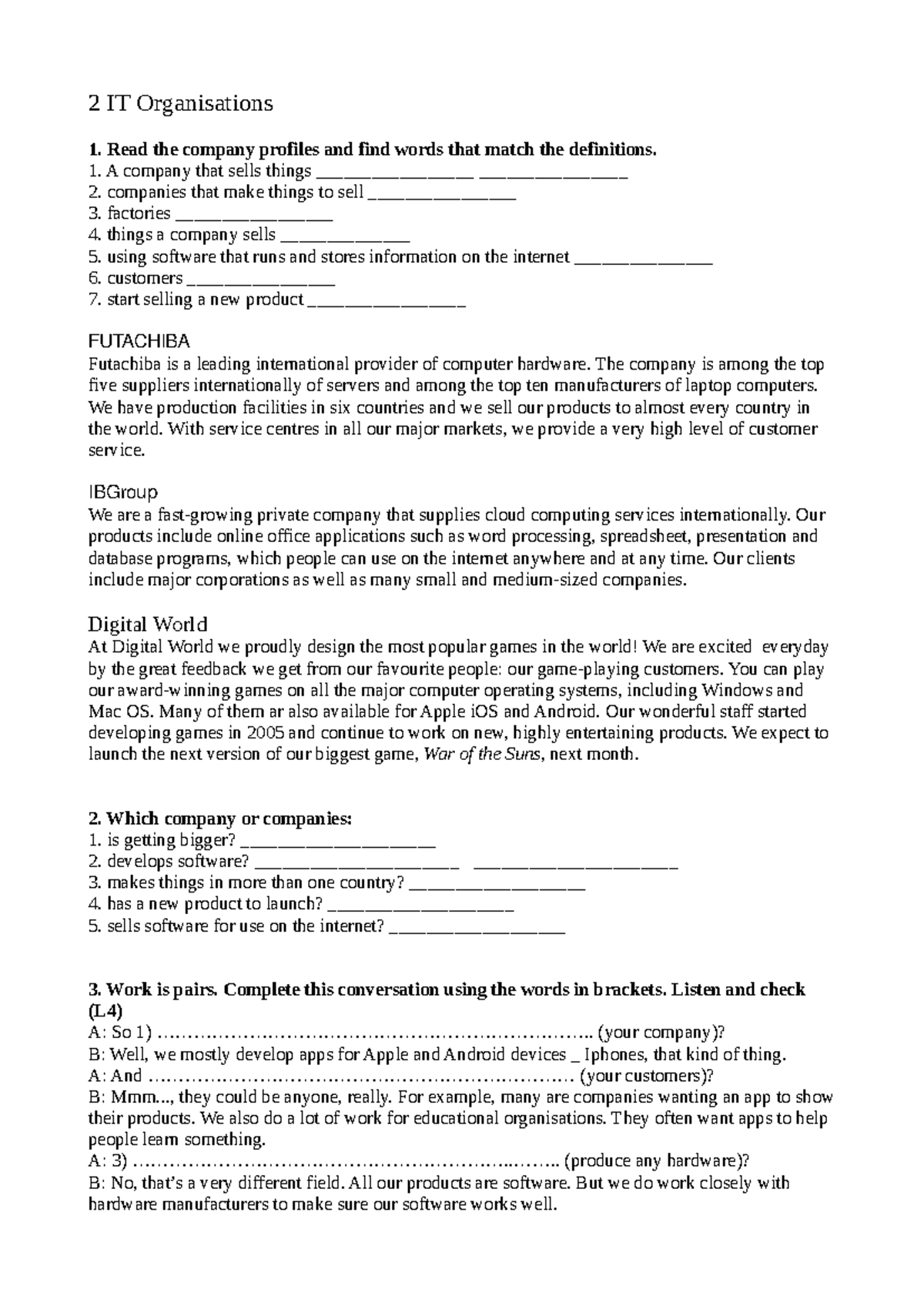 IT Organizations Overview: Company Profiles & Definitions - Studocu