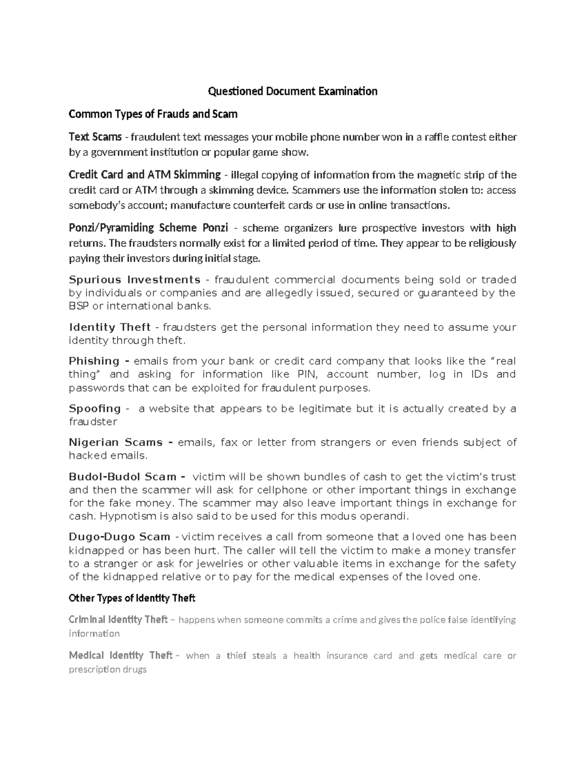 QD Script (Week 10) - Criminalistics 5: Examining Document Fraud Types ...
