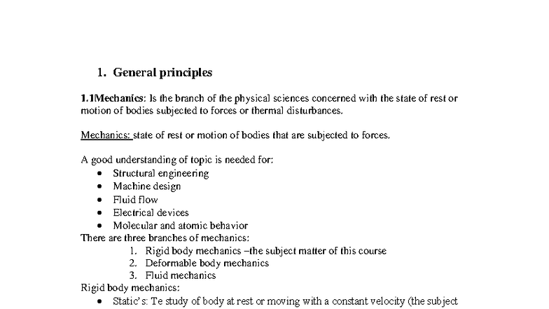 223 1 - Statics Lecture Notes: Principles of Mechanics and Forces - Studocu
