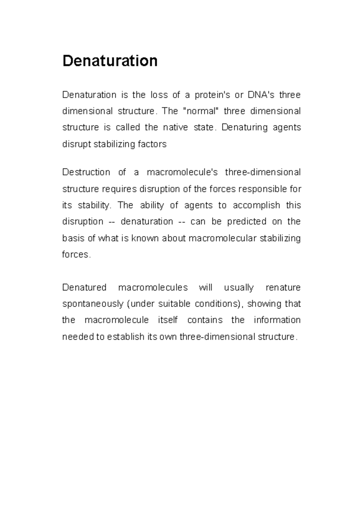 Denaturation and Agents that disrupt hydrogen bonding - Denaturation ...