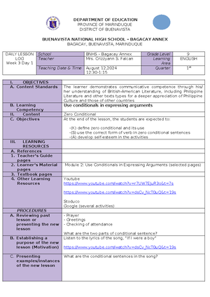 English 9 Daily Lesson Log: Week 1 Day 5 - Modal Verbs of Prohibition ...