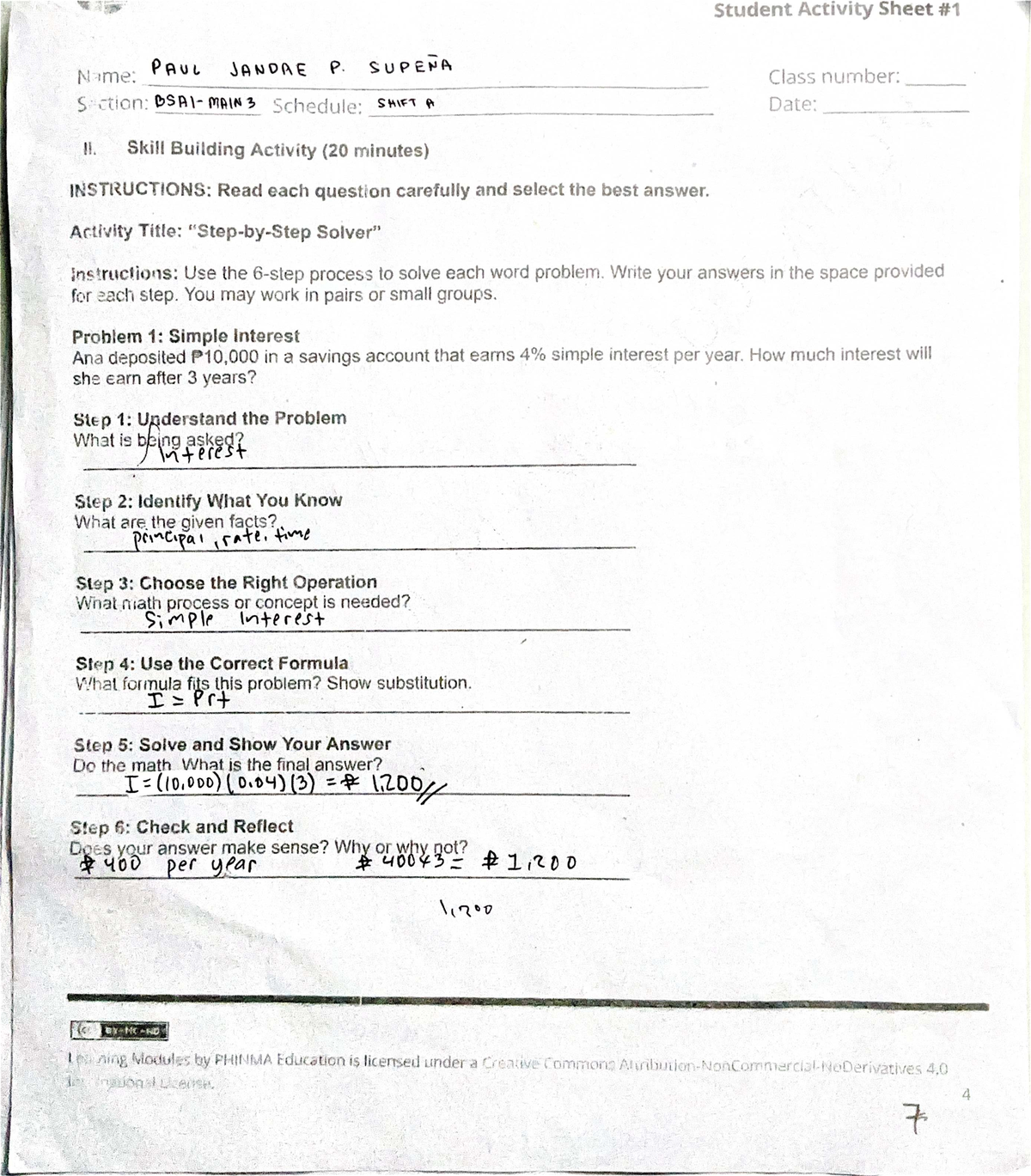 MAT 205: Student Activity Sheet for Mathematics in the Modern World ...