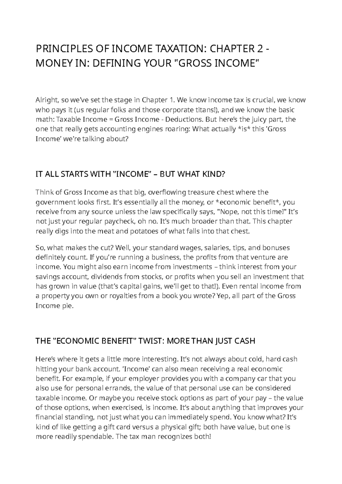 ACC401: Principles of Income Taxation - Chapter 2 Overview - Studocu