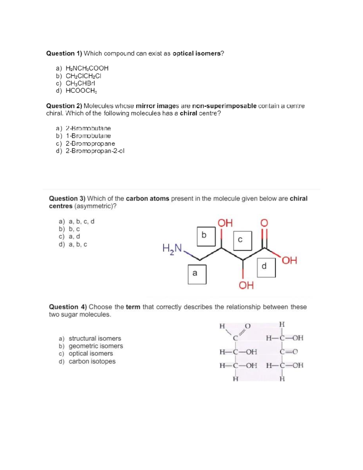 Isomer Optik: Contoh Soal dan Pertanyaan Analisis Isomerisme - Studocu