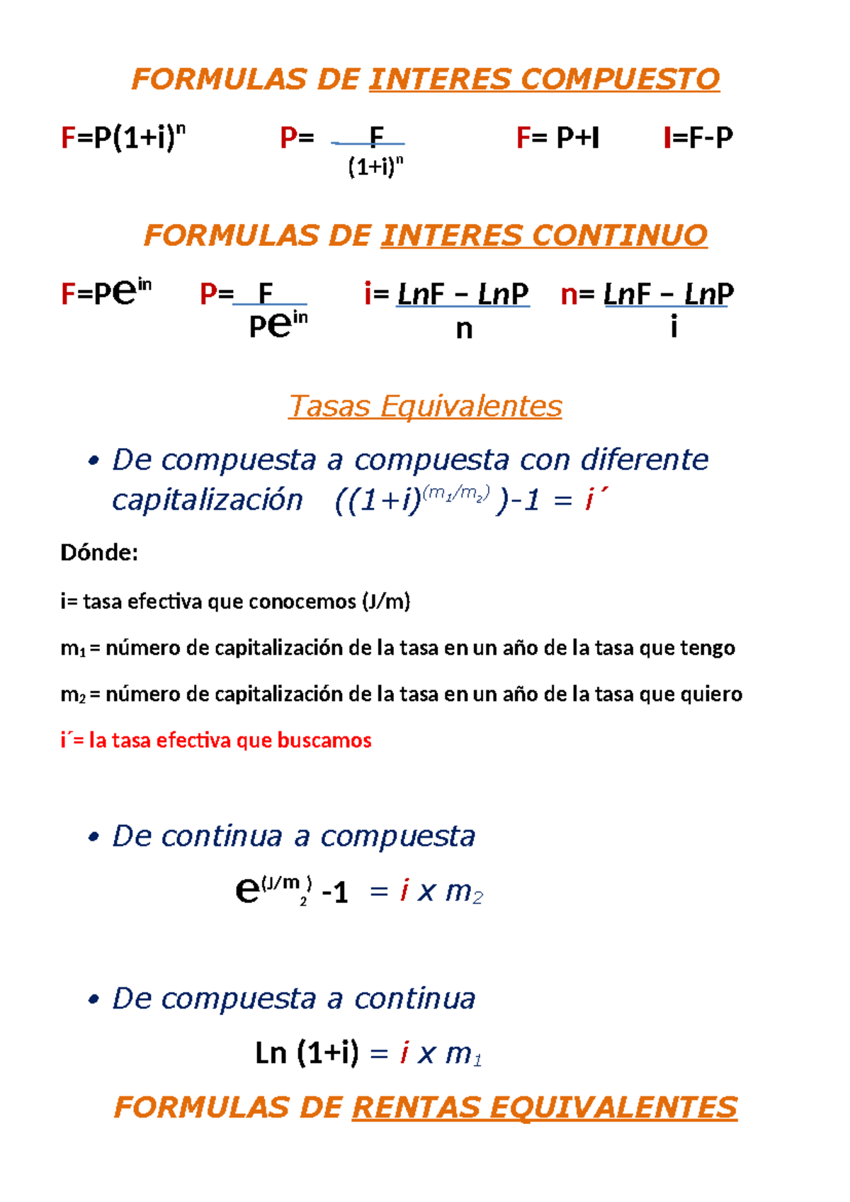 Formulas de Interés Compuesto y Continuo - Finanzas 101 - Studocu