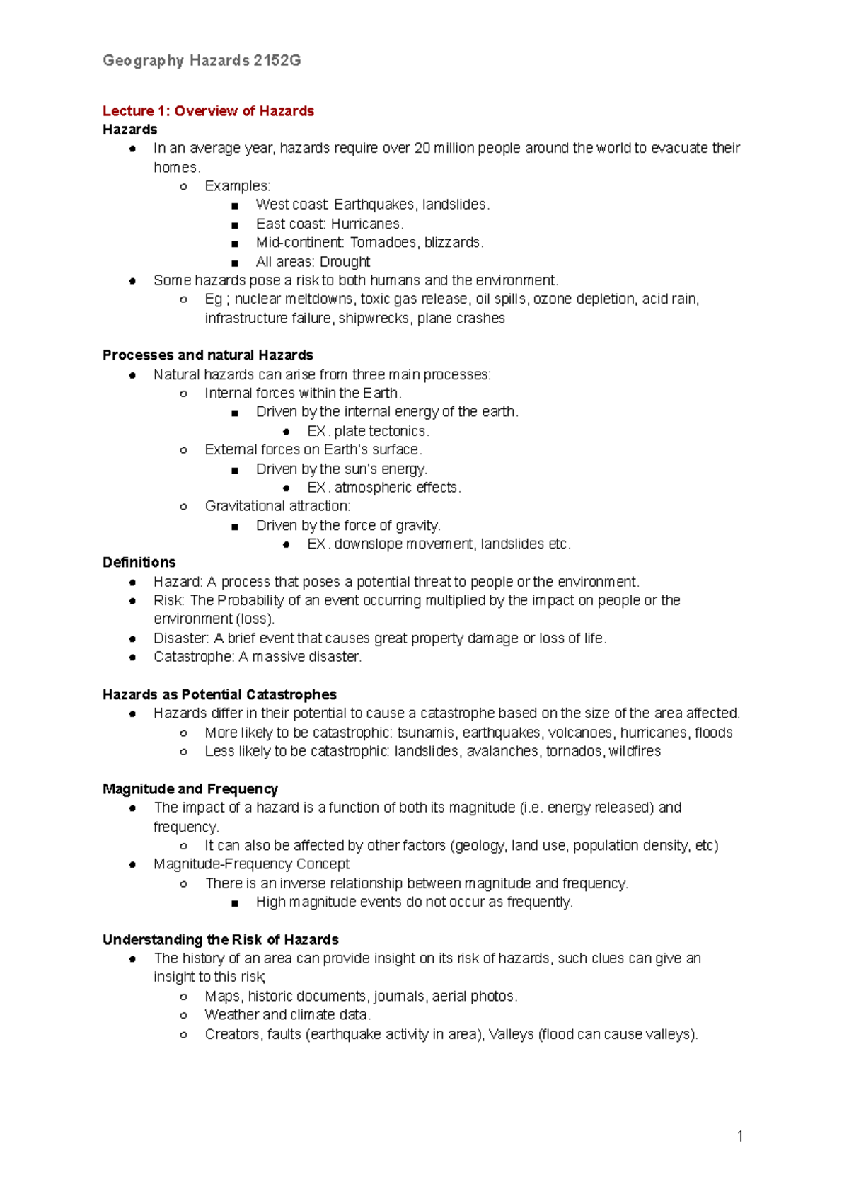 Geo Hazards Overview and Risk Assessment (GEOS 101 - Lecture Notes ...
