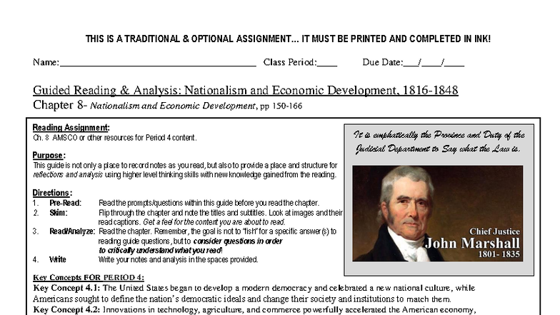 AMSCO Ch. 8 Guided Reading: Nationalism & Economic Development - Studocu