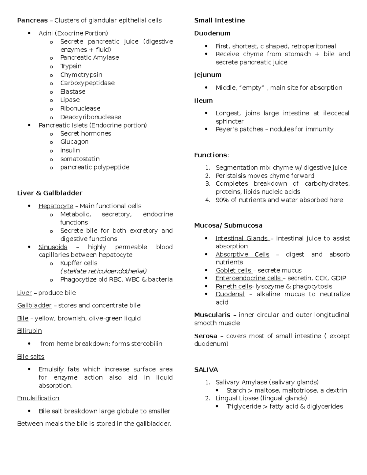 Digestive System Overview: Anatomy & Functions (Course Code: N/a) - Studocu