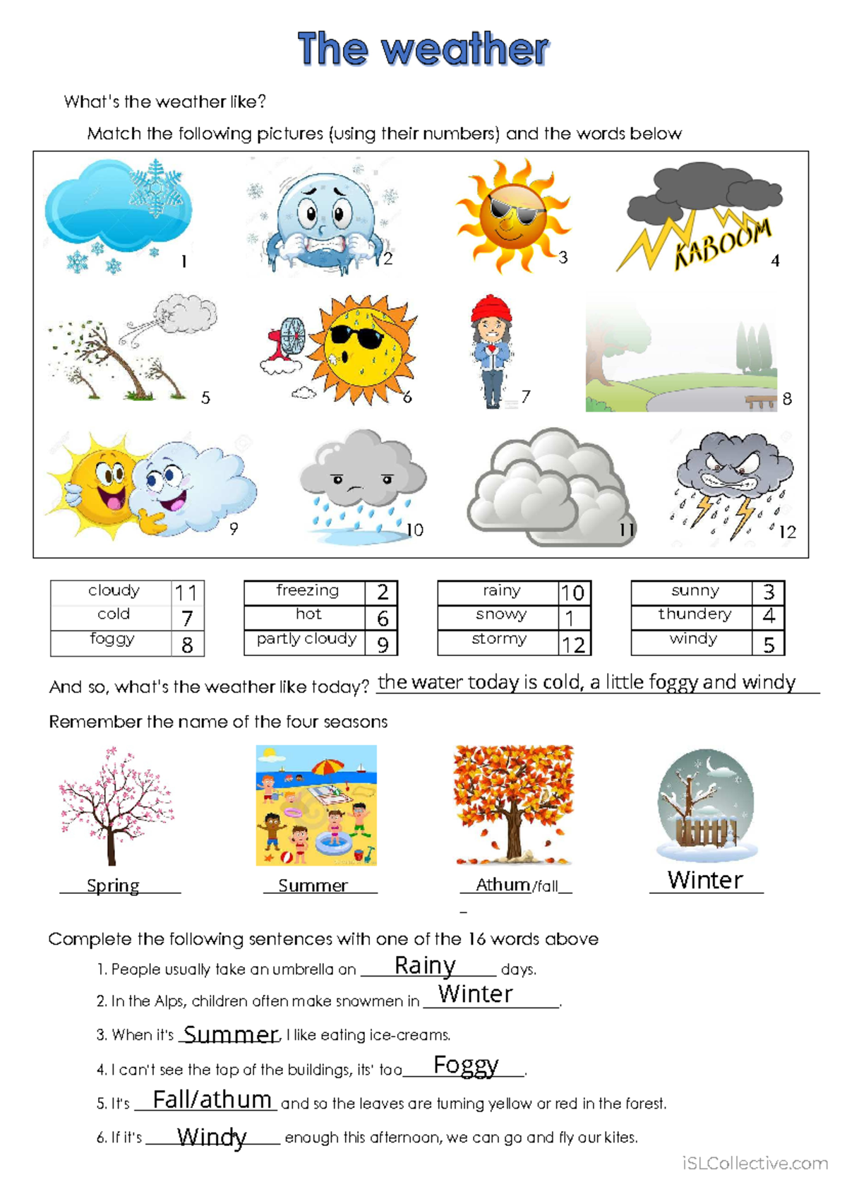 Weather 2 - Actividad de Clase sobre las Estaciones y el Clima - Studocu