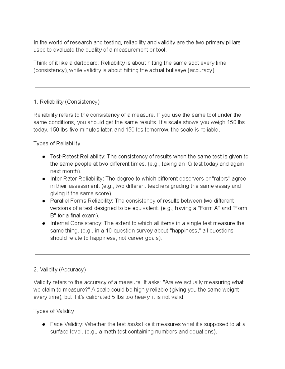 Reliability and Validity in Research: Key Concepts and Types (PSY 4 ...