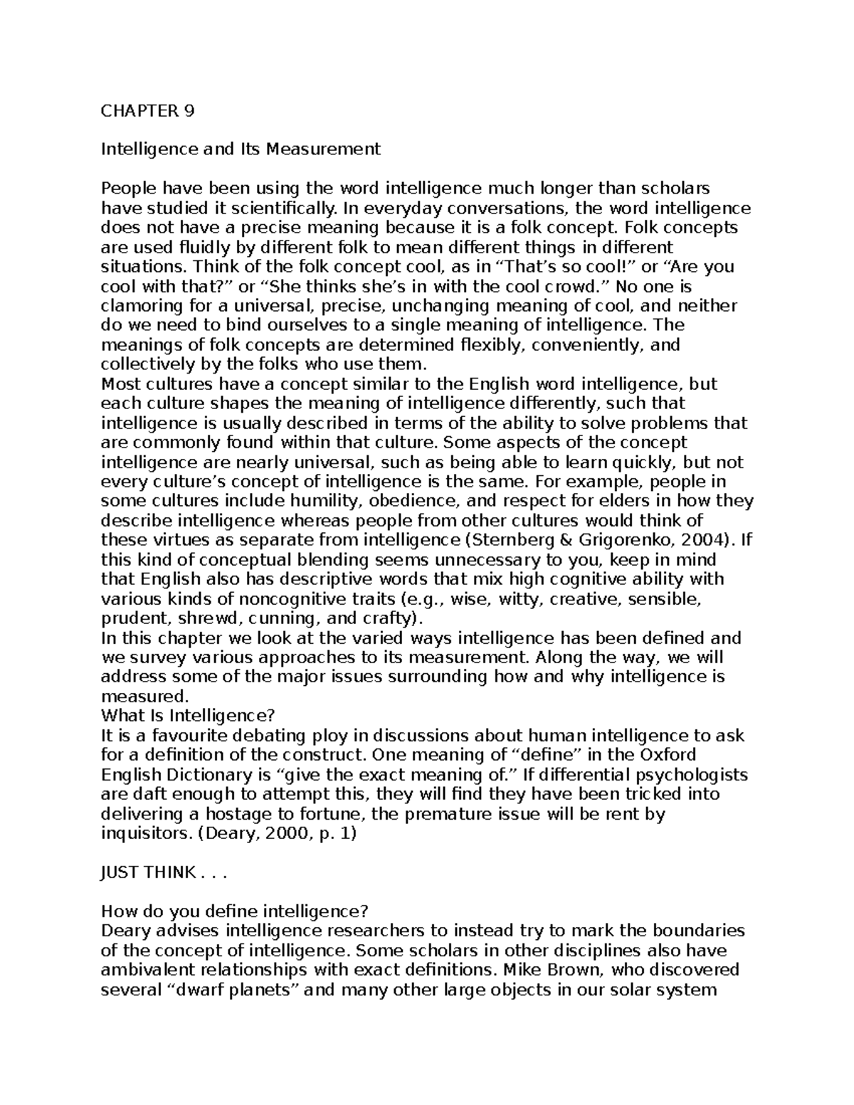 CHAPTER 9: Understanding Intelligence and Its Measurement (PSY 101 ...