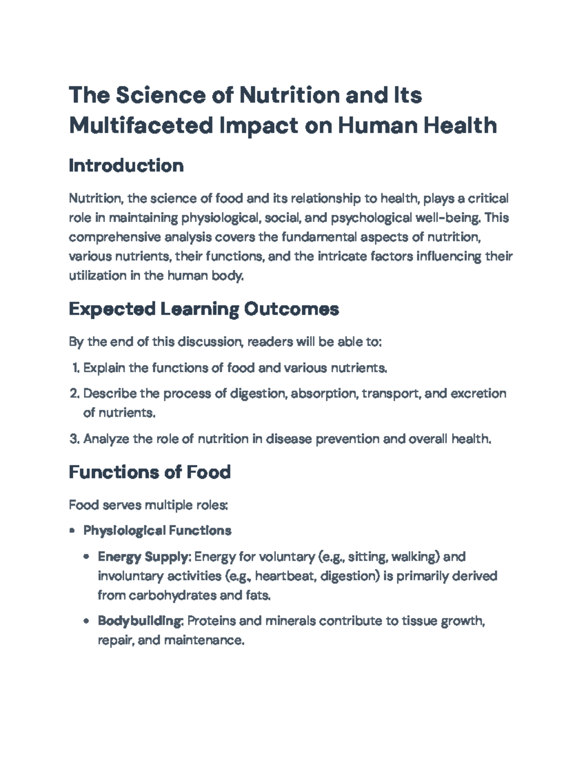 Nutrition Science: Impacts on Health, Functions, and Disease Prevention ...