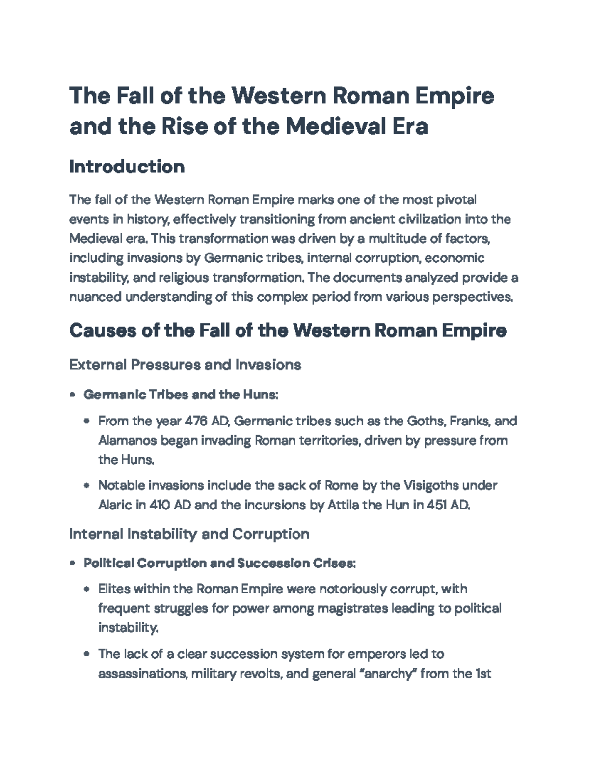 The Fall of the Western Roman Empire and Rise of Medieval Era Insights ...