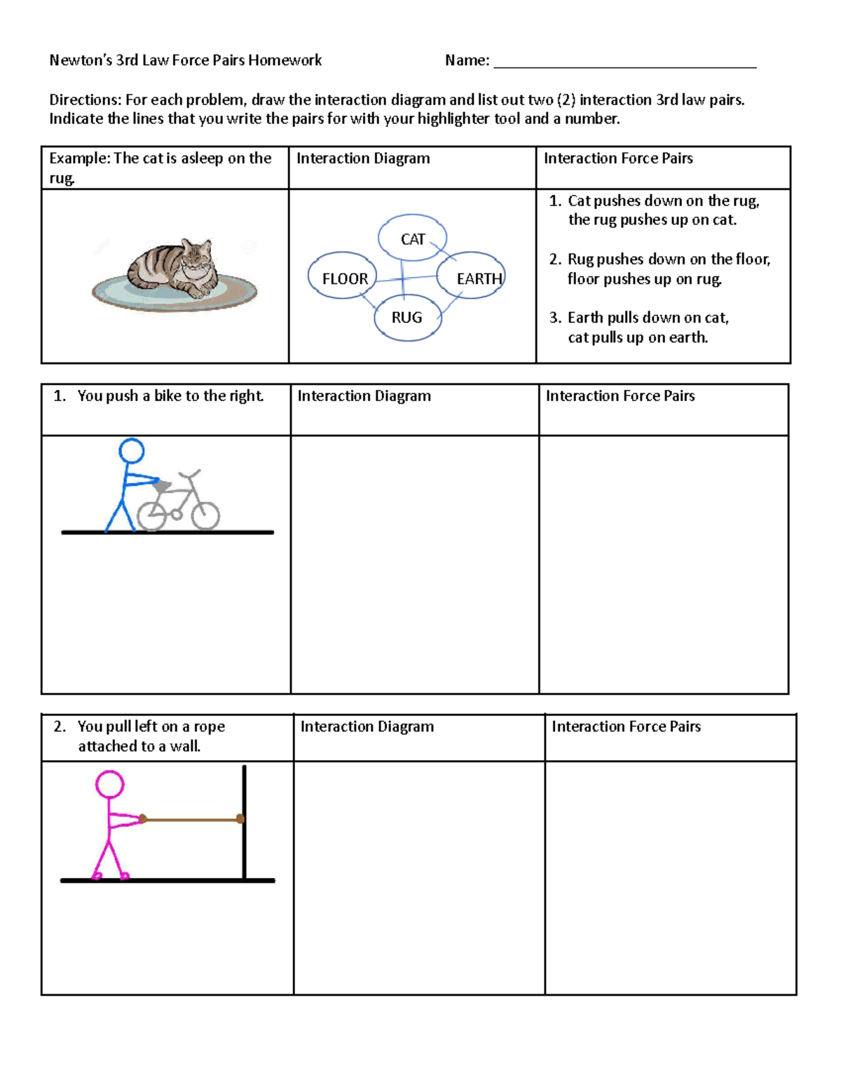 Newton's 3rd Law Force Pairs Homework Assignment (PHYS 101) - Studocu