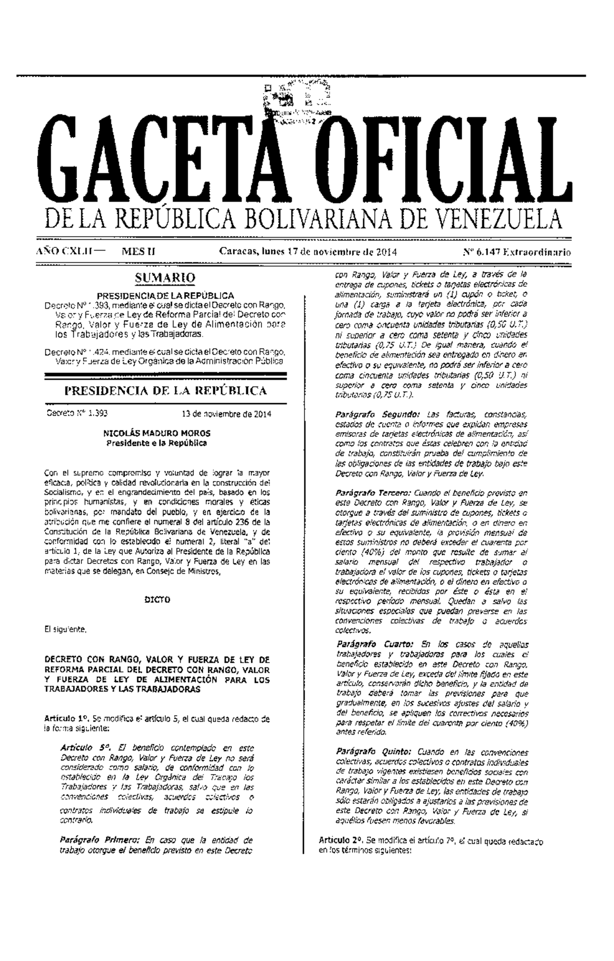 Decreto con Rango, Valor y Fuerza de Ley Orgánica de la Administración ...