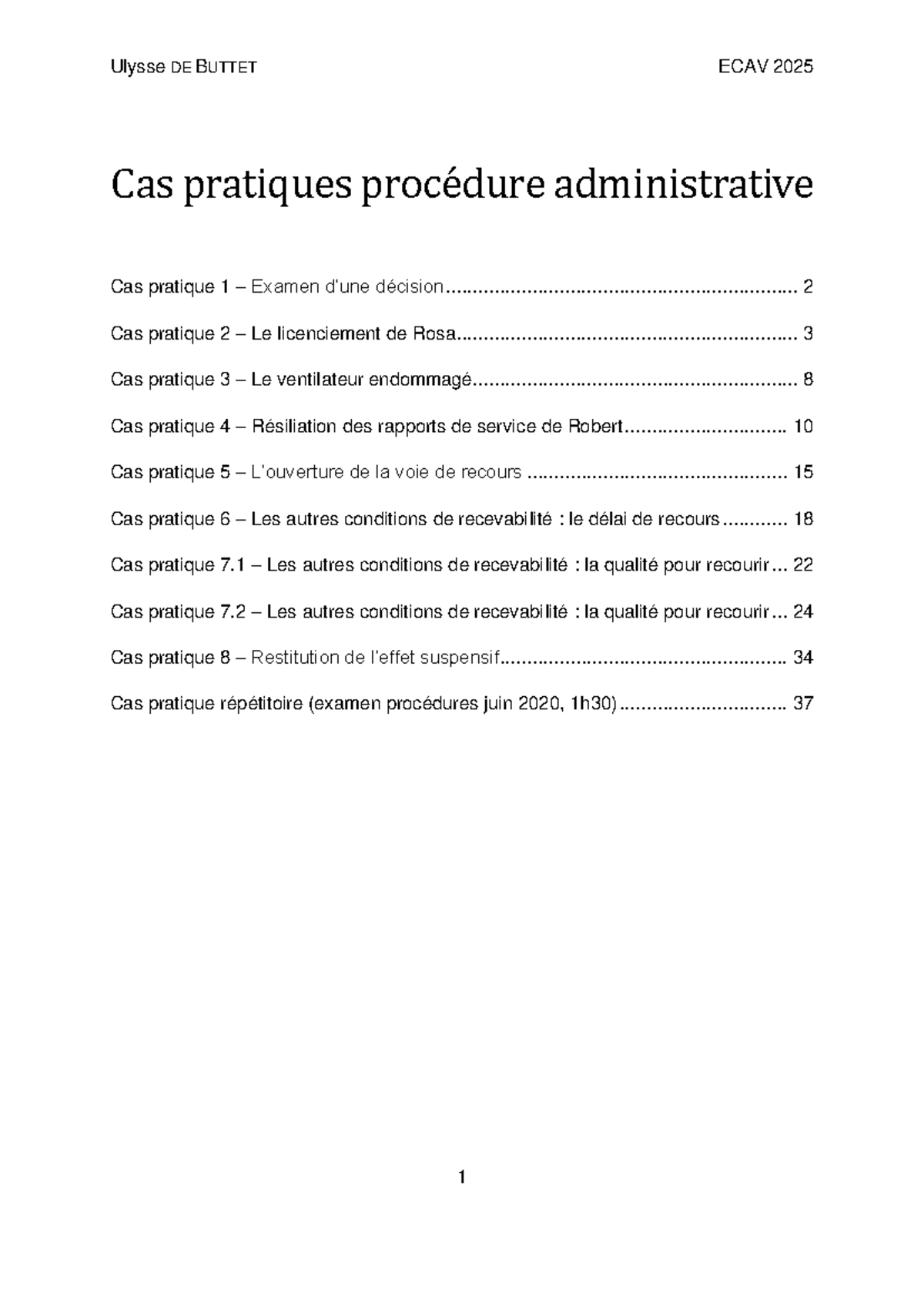 Corrigé des Cas Pratiques en Procédure Administrative - Ulysse ECAV ...