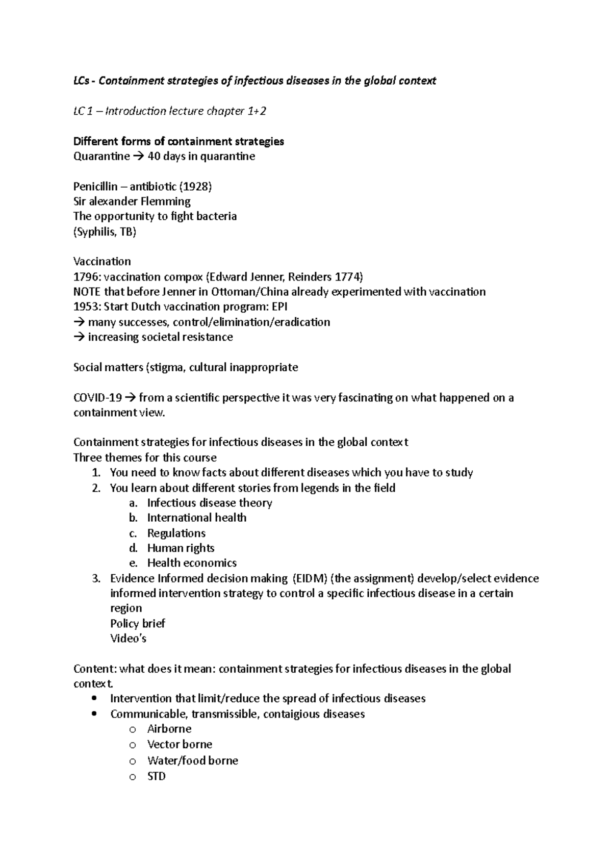 LCs – Containment Strategies for Infectious Diseases: A Comprehensive ...