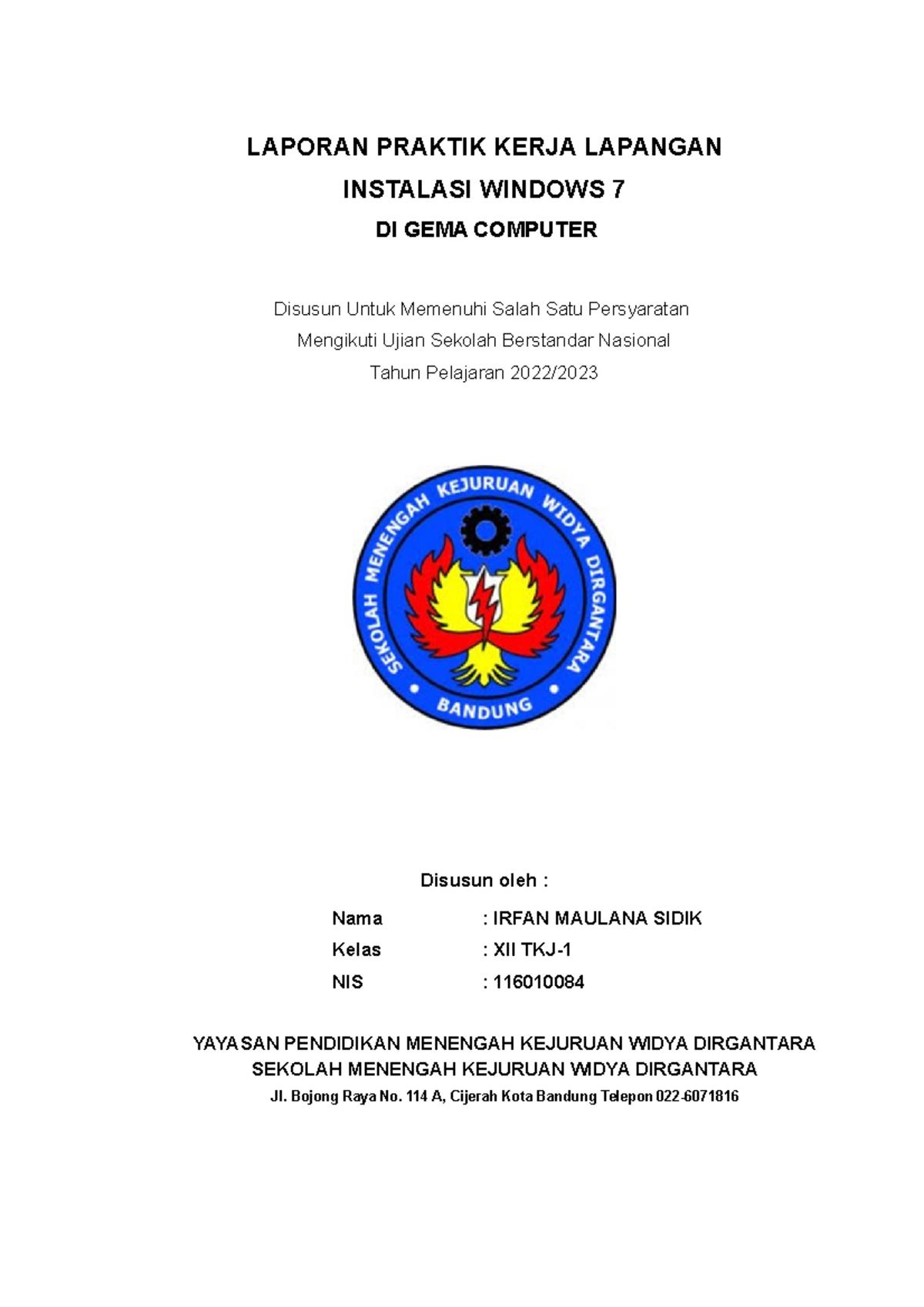 Laporan Prakerin XII TKJ: Instalasi Windows 7 di Gema Computer - Studocu