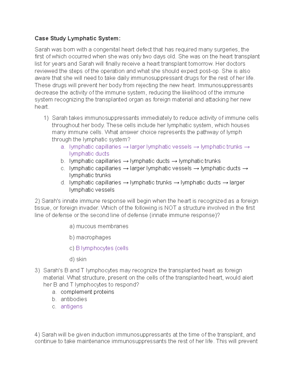 Case Study: Lymphatic System & Immunosuppressants in Heart Transplant ...