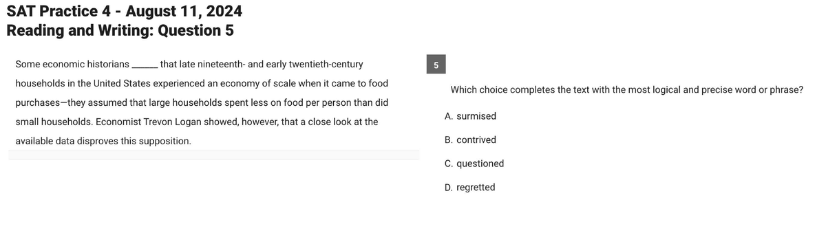 Practice test 4 wrong r:w - SAT Practice 4 August 11, 2024 Reading and ...