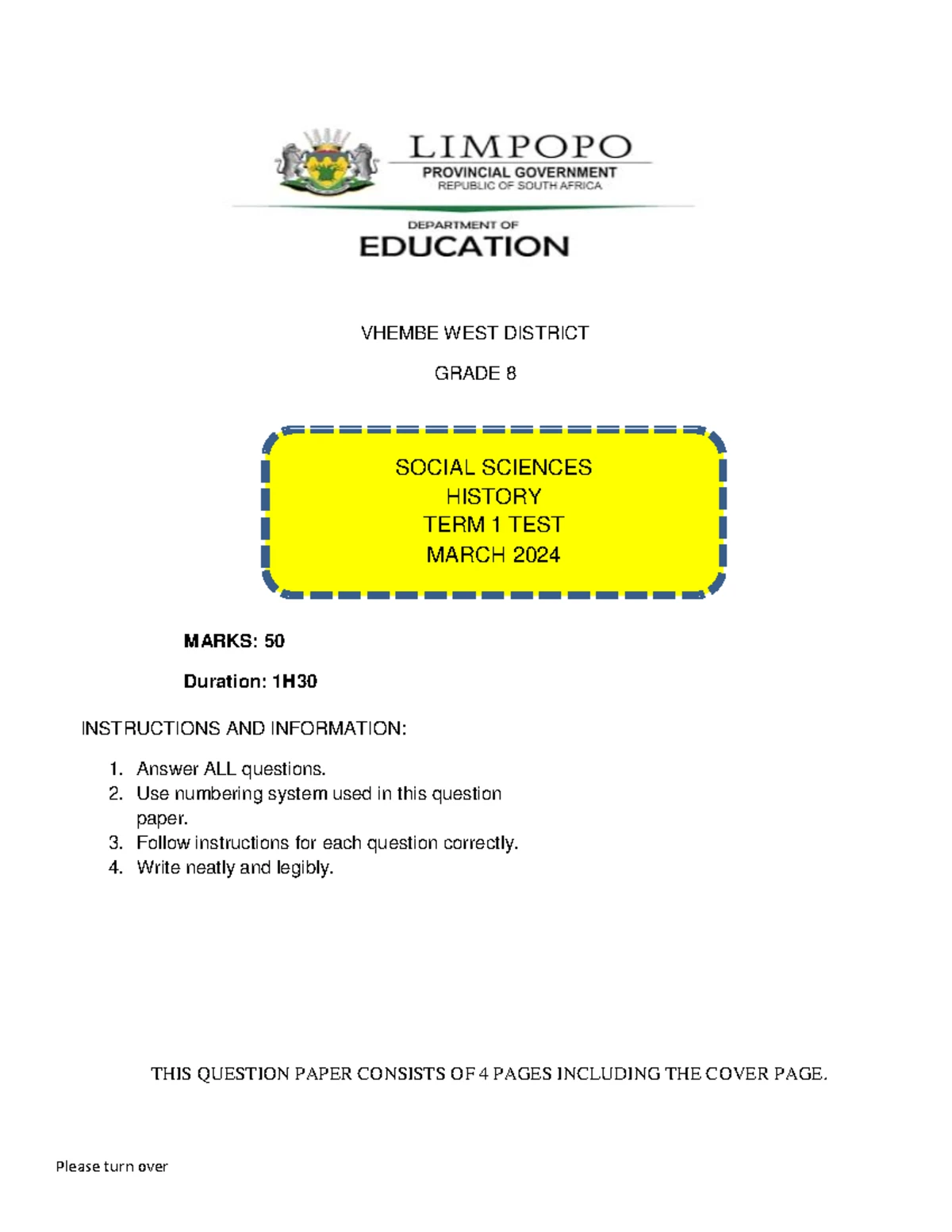 TERM 2 HIST TEST - test - Grade 7 Social Science Geography The Trans ...