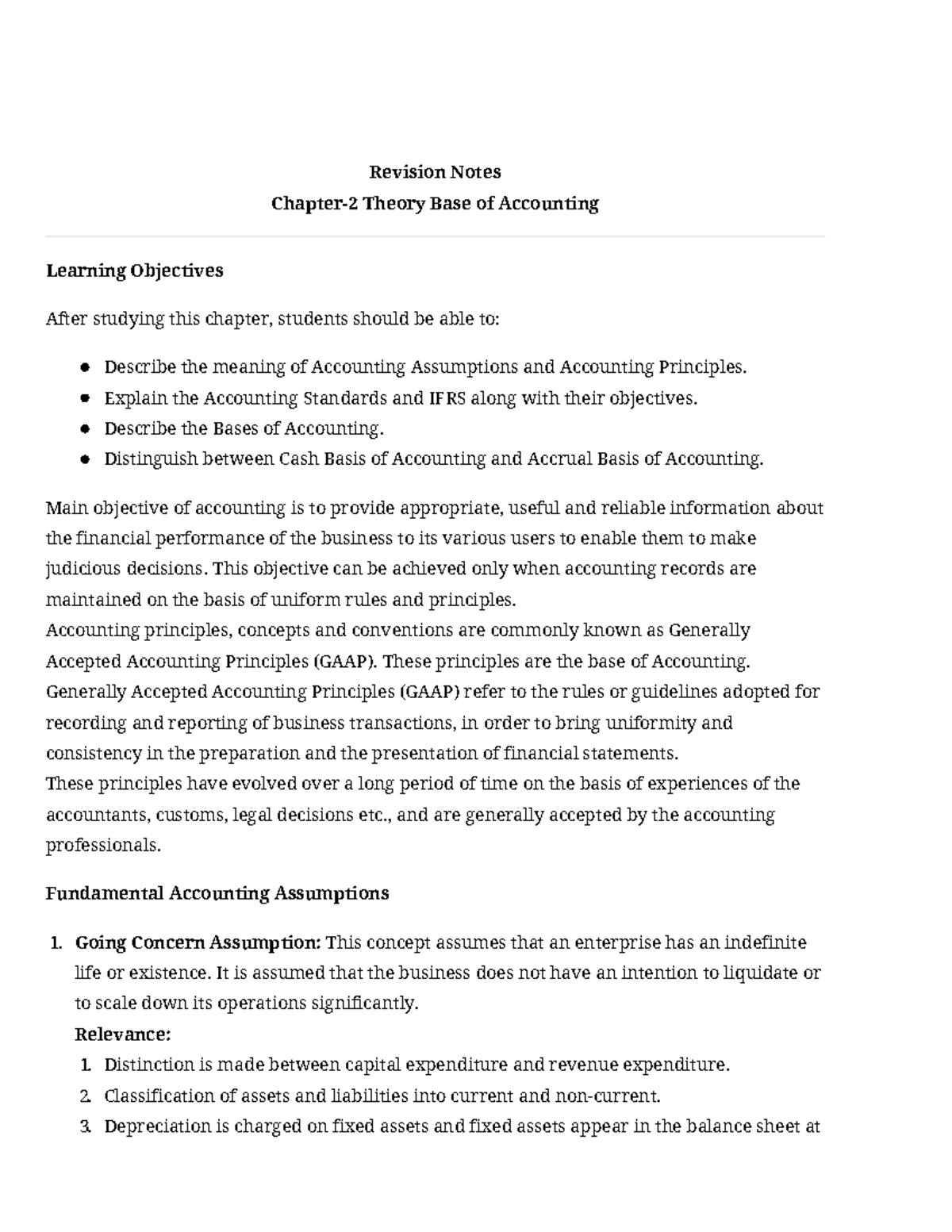 Class 11 Theory Notes: Accounting Principles & Assumptions - Studocu