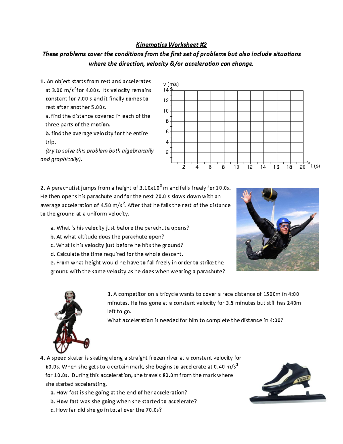 Kinematics Worksheet: Advanced Motion Problems (PHYS 23) - Studocu