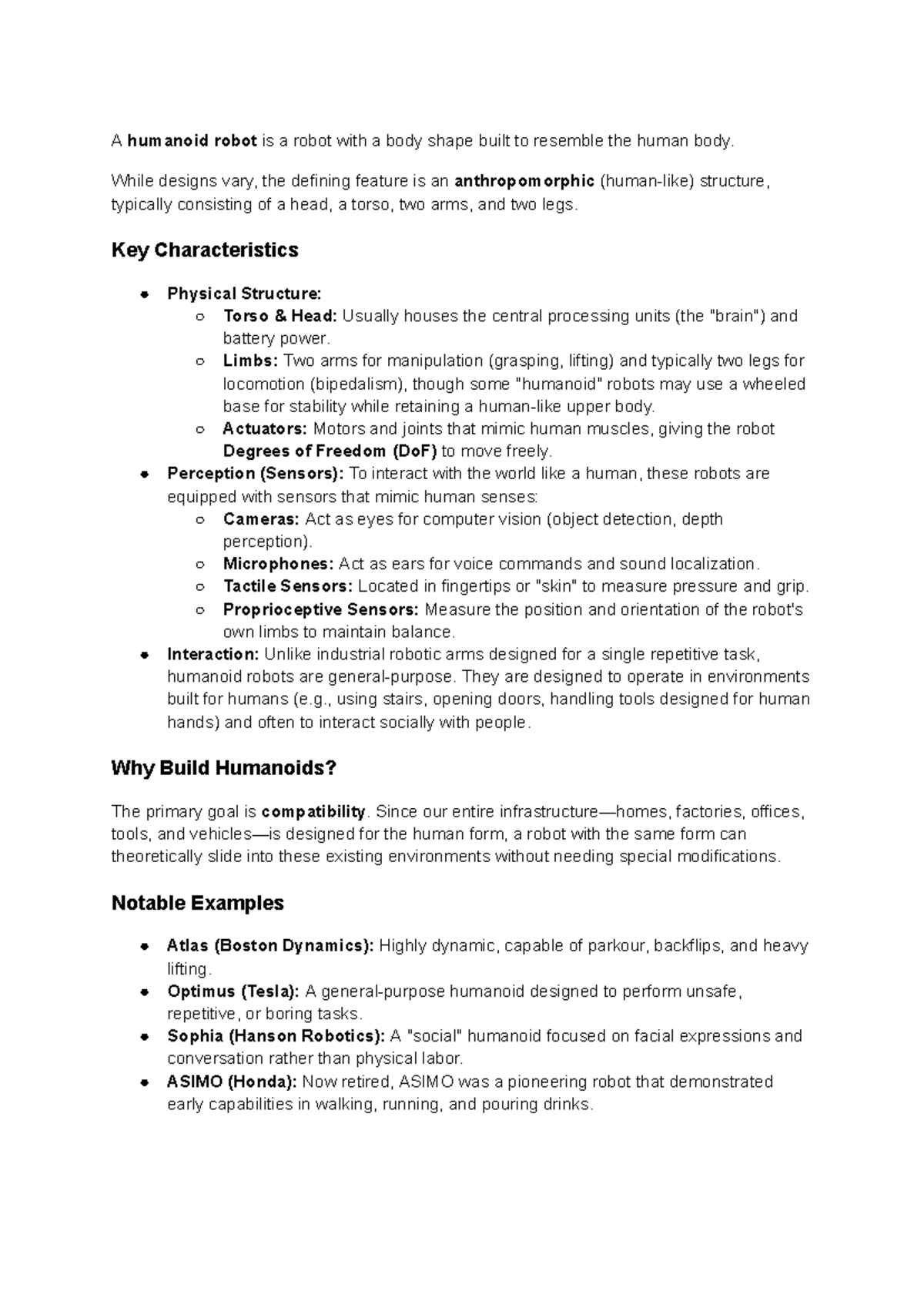 Humanoid Robots: Characteristics, Capabilities, and Future Roles - Studocu