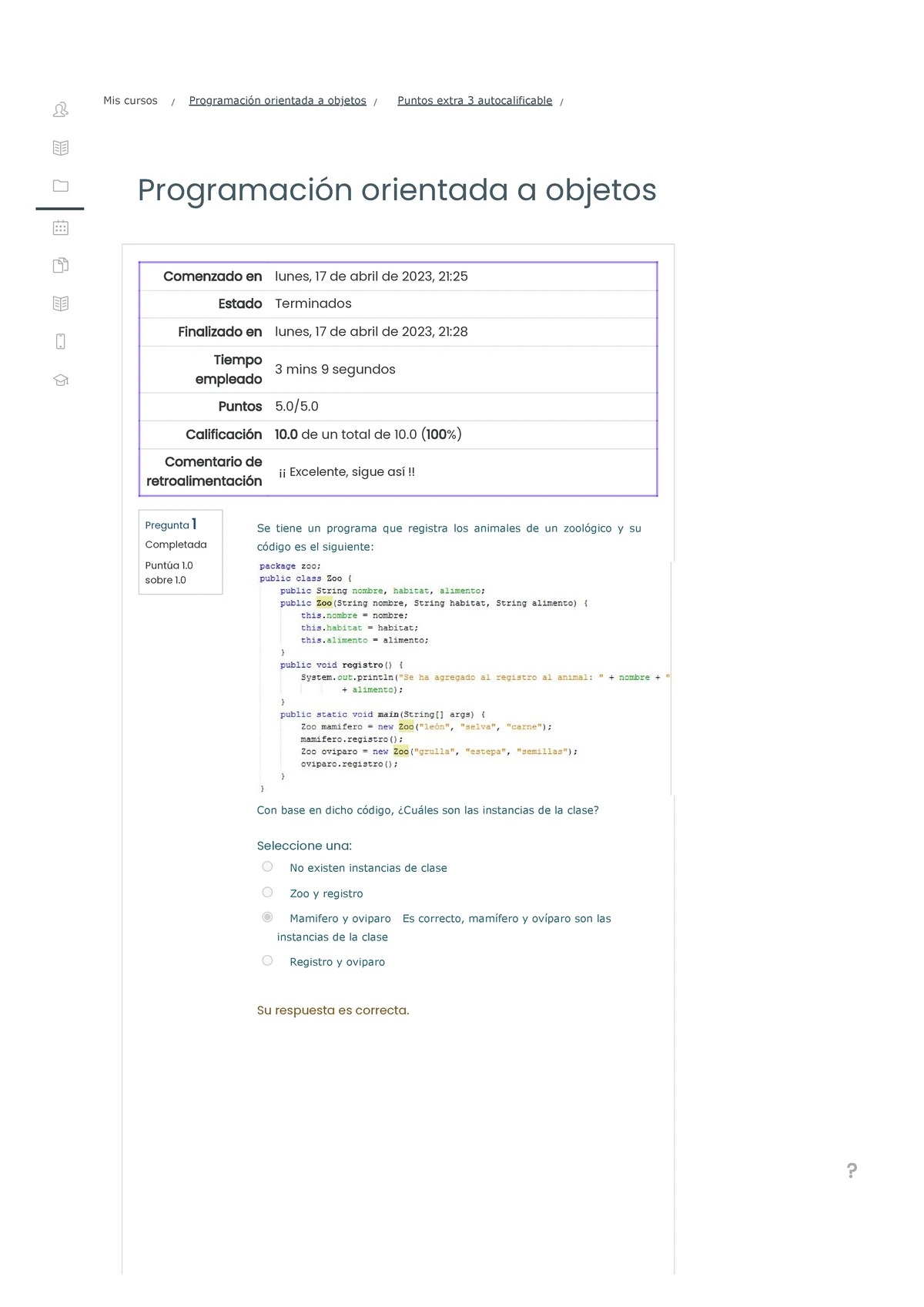 Examen tercer parcial Revisión del intento programacion orientada a objetos - Programación ...