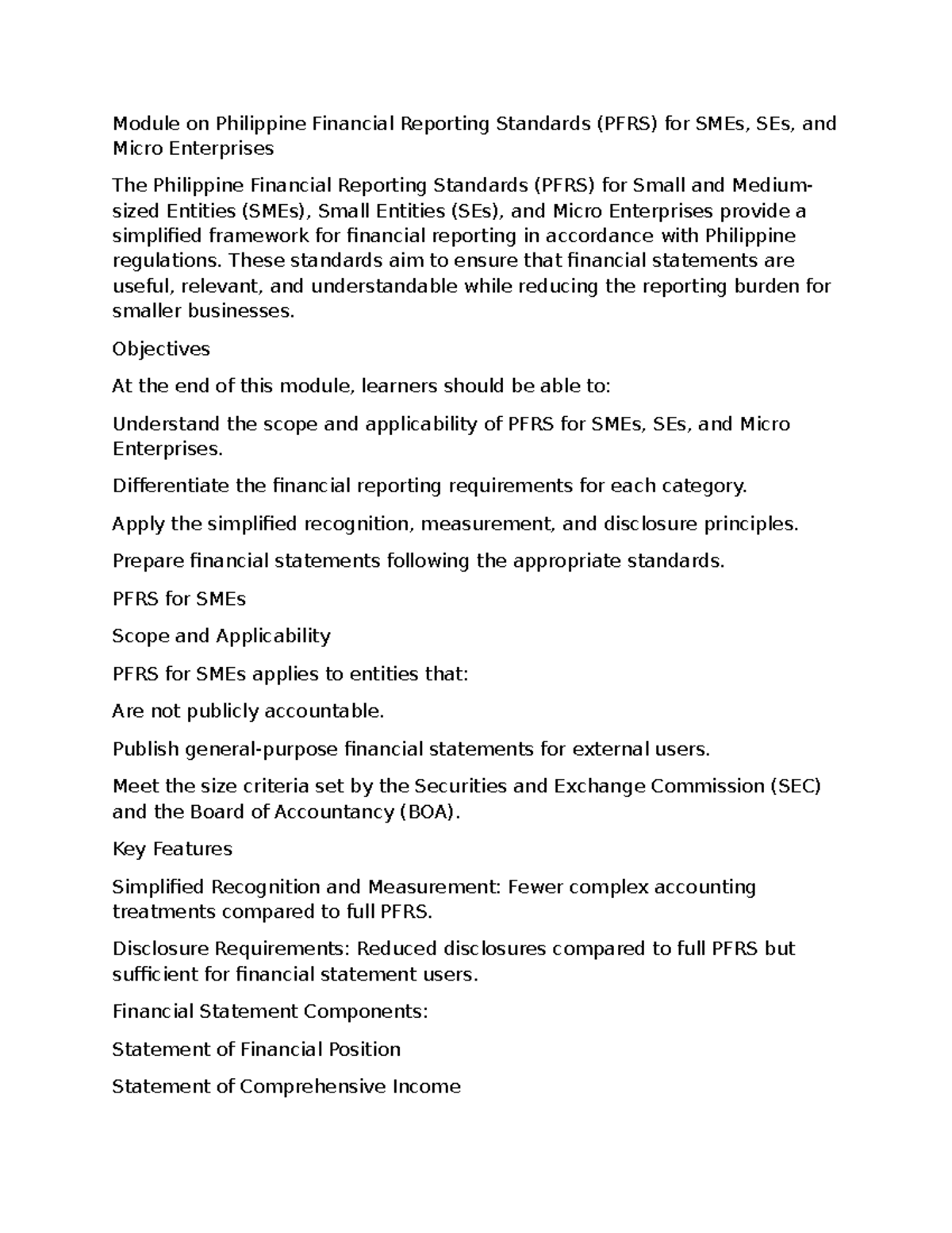 Module on Philippine Financial Reporting Standards - These standards ...