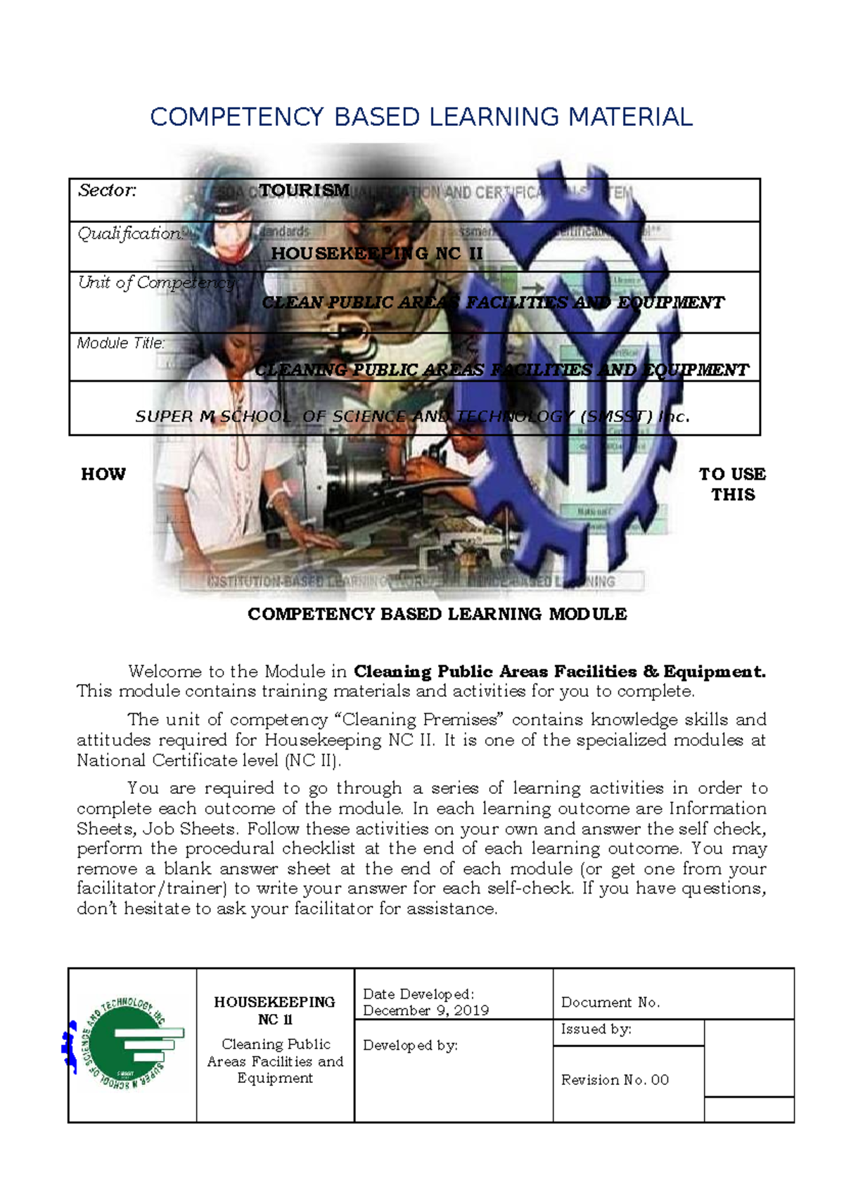 CBLM for Housekeeping NC II: Cleaning Public Areas & Equipment - Studocu
