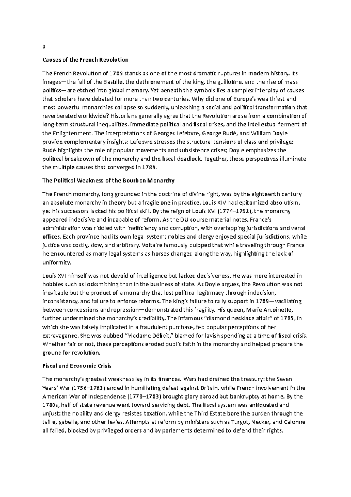 Causes of the French Revolution: A Comprehensive Analysis (HIST 101 ...