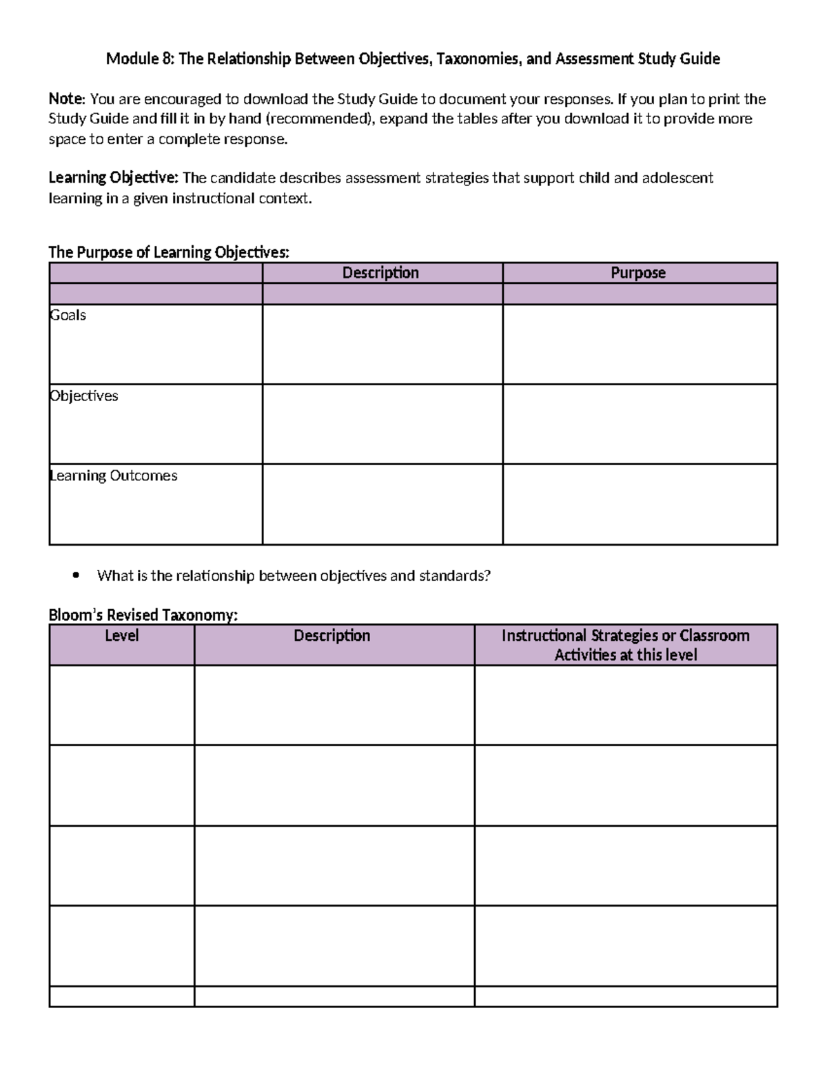 D094 d307 m8 study guide - Module 8: The Relationship Between ...
