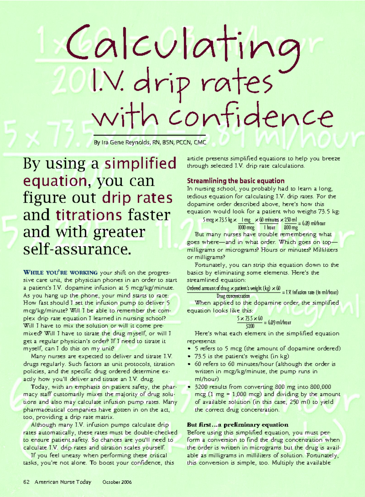 Calculating I.V. Drip Rates: A Guide for Nursing Practice - Studocu
