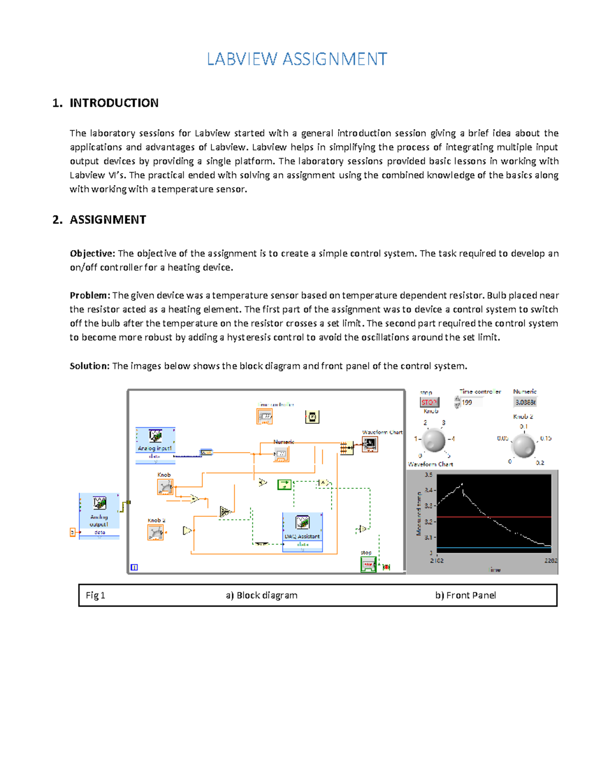 Labview Assignment - Grade: V - LABVIEW ASSIGNMENT 1. INTRODUCTION The ...