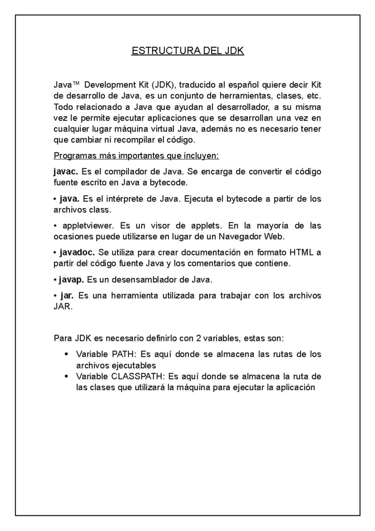 Estructura DEL JDK - ESTRUCTURA DEL JDK Java™ Development Kit (JDK ...